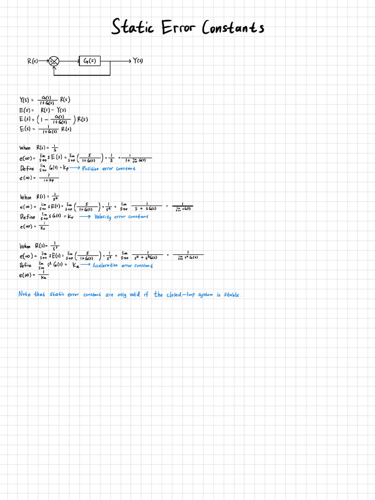 Static Error Constants Pdf Kinematics Motion Physics 