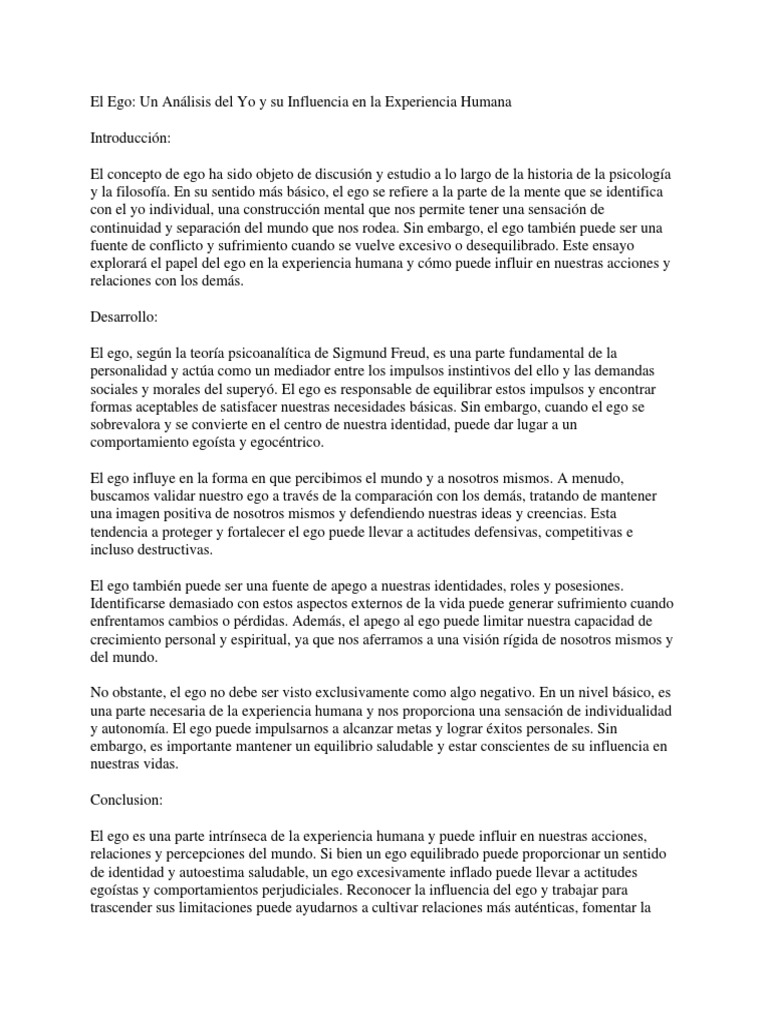 El Ego | PDF | Carné de identidad | Experiencia