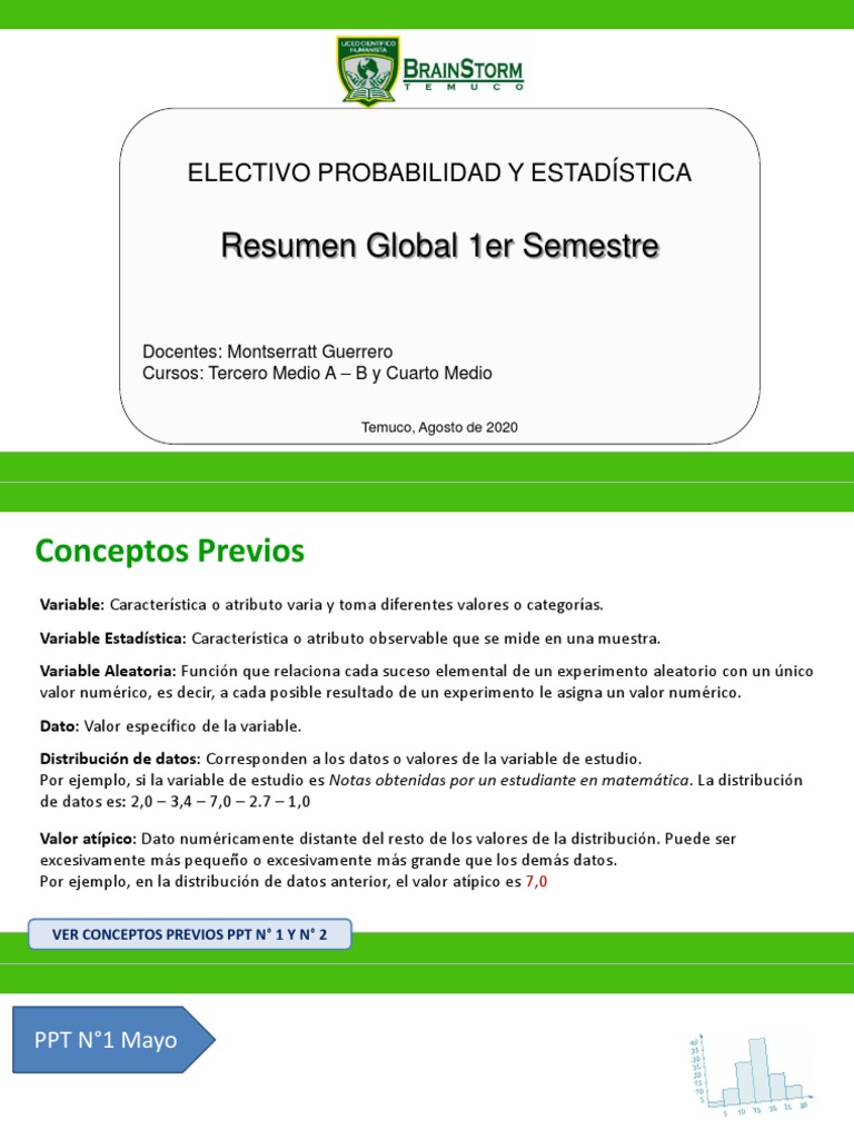 Resumen Electivo Probabilidad y Estadística | PDF | Histograma | Cuantil