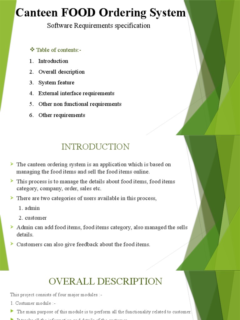 Canteen Food Ordering System [Srs] | PDF