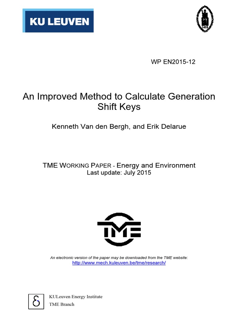 An Improved Method To Calculate Generation Shift Keys | PDF | Electric ...