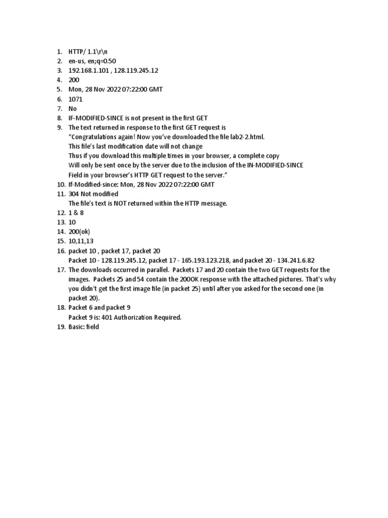 Wireshark HTTP Lab Analysis v8.0 | PDF