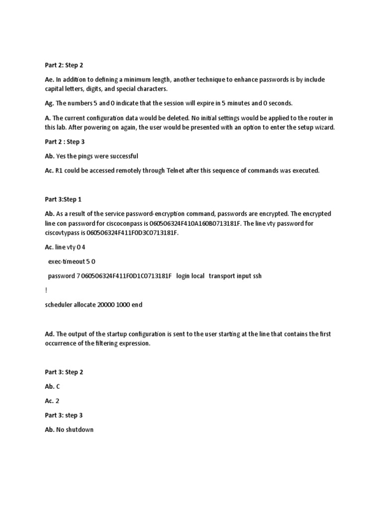 MIT 504 - Lab - 3 Configuring Basic Router Settings With IOS CLI 11 Answers | PDF