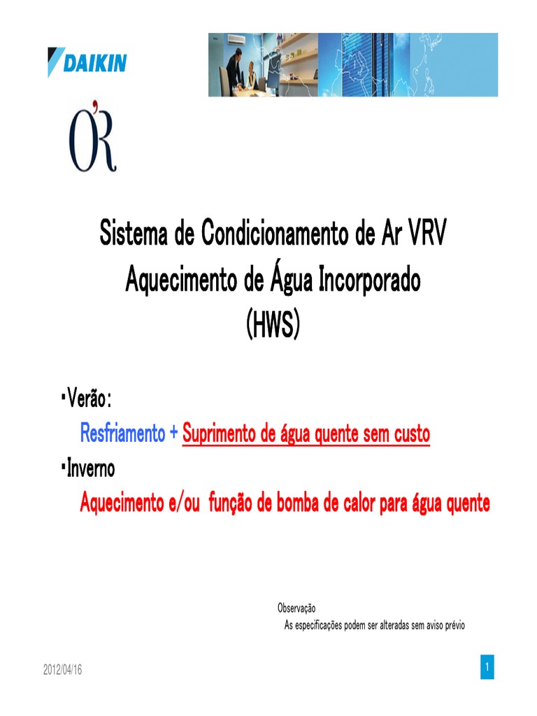 VRV+HWS Daikin Com Recuperador de Calor | PDF