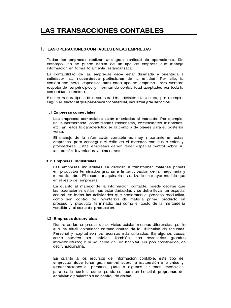 Las Transacciones Contables | PDF | Contabilidad | Economía Financiera