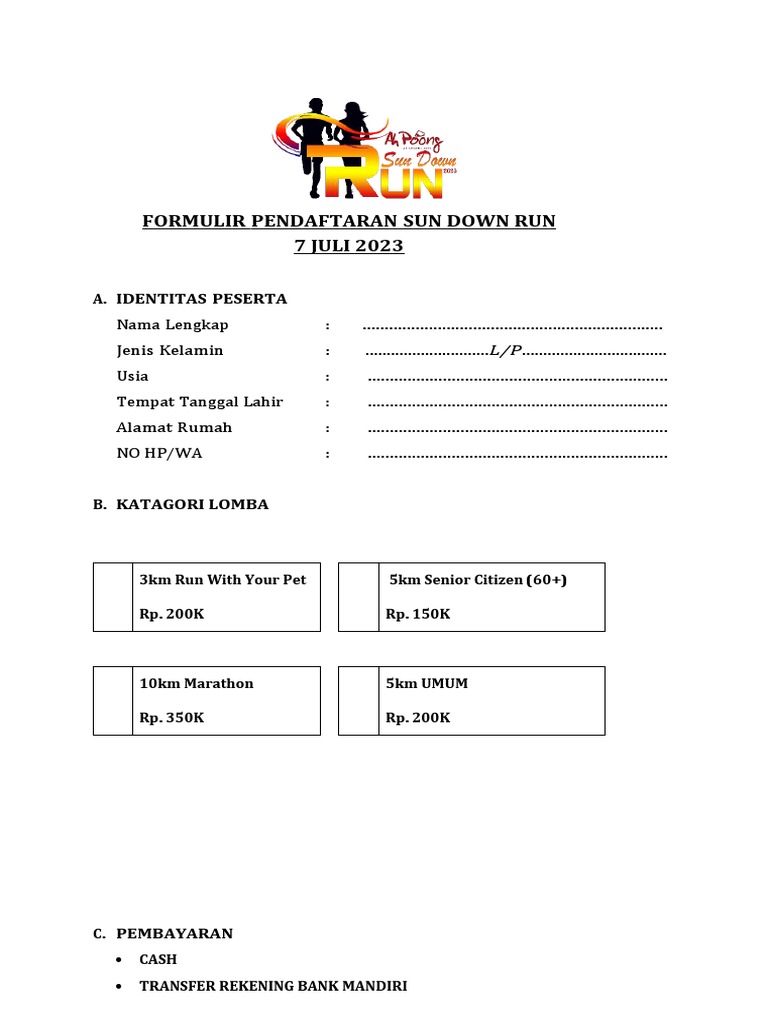 Formulir Pendaftaran Lomba | PDF
