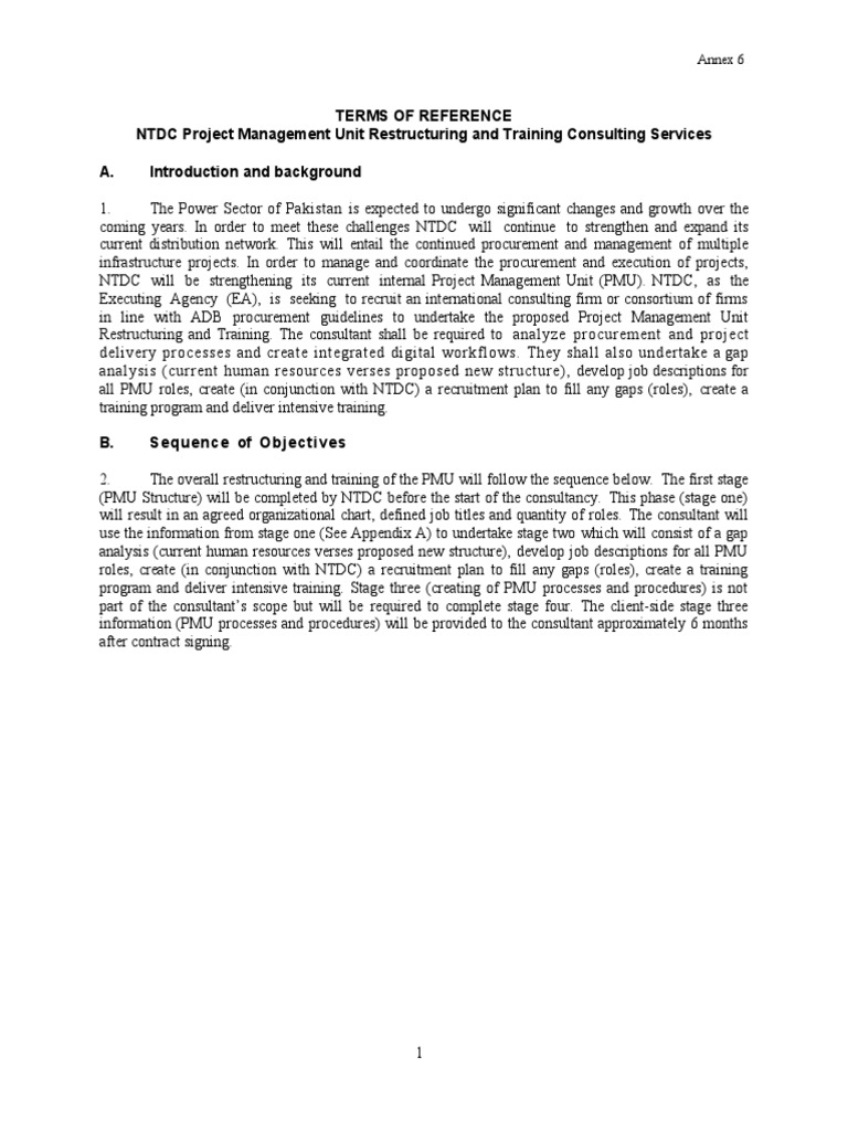 GAP Analysis TORs | PDF