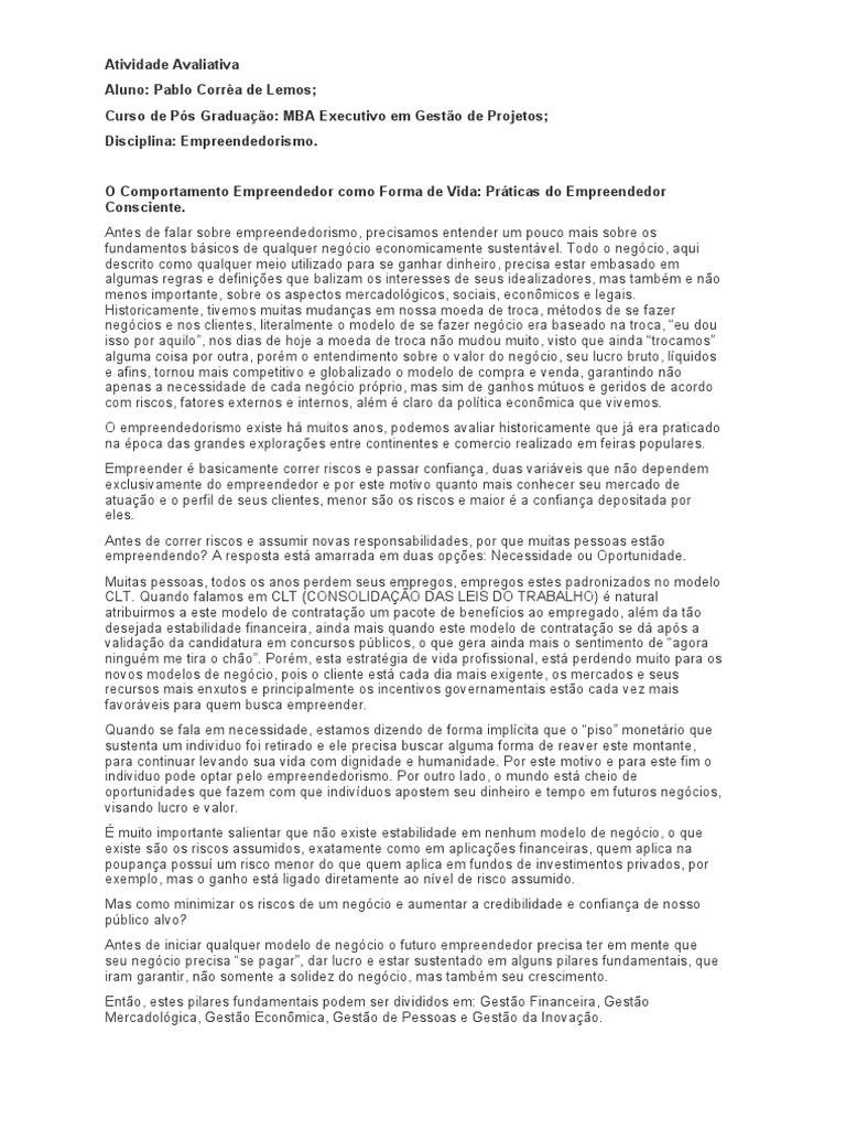 Empreendedorismo - Pablo Lemos | PDF | Empreendedorismo | Economia