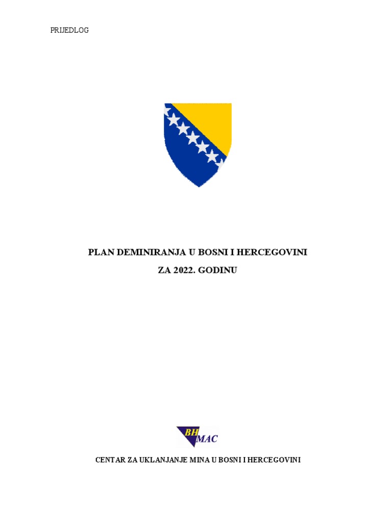 Plan Deminiranja U Bosni I Hercegovini Za 2022. Godinu | PDF