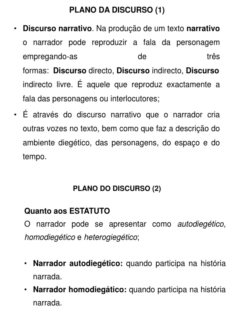 Texto Narrativo (Análise Do Discurso) | PDF | Discurso
