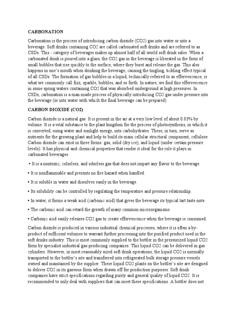 CARBONATION Notes | PDF | Carbon Dioxide | Soft Drink