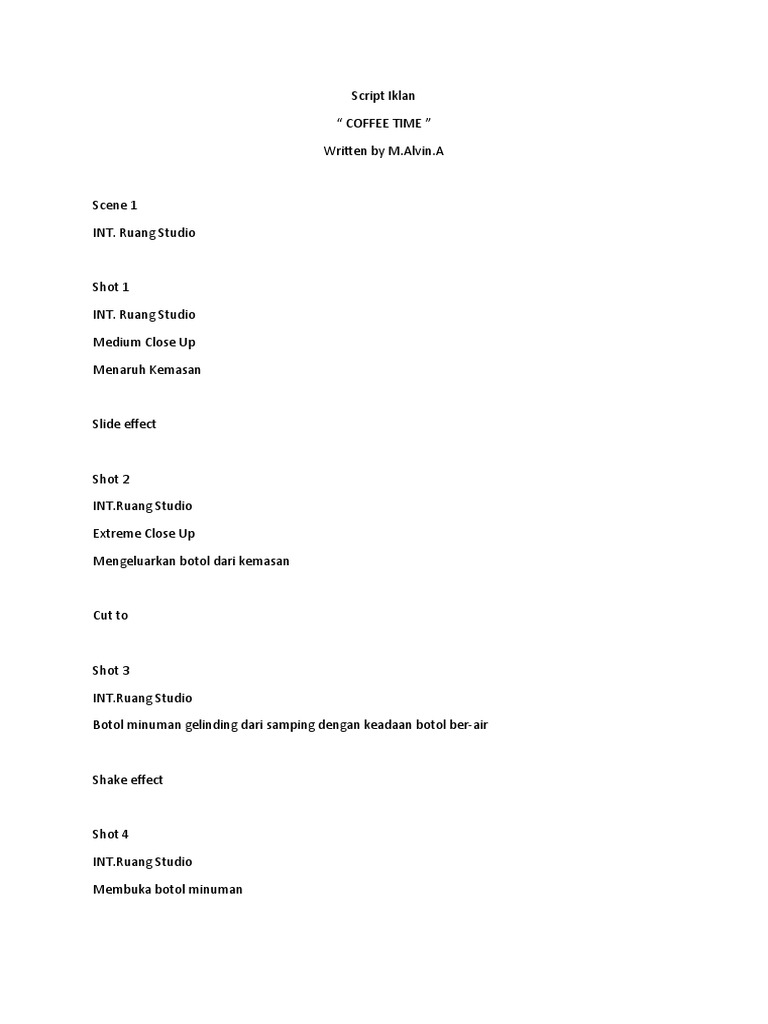 Script Iklan Minuman Alpin | PDF