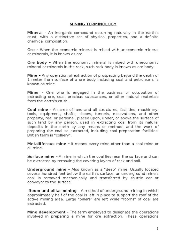 Mining Terms | PDF | Bituminous Coal | Mining