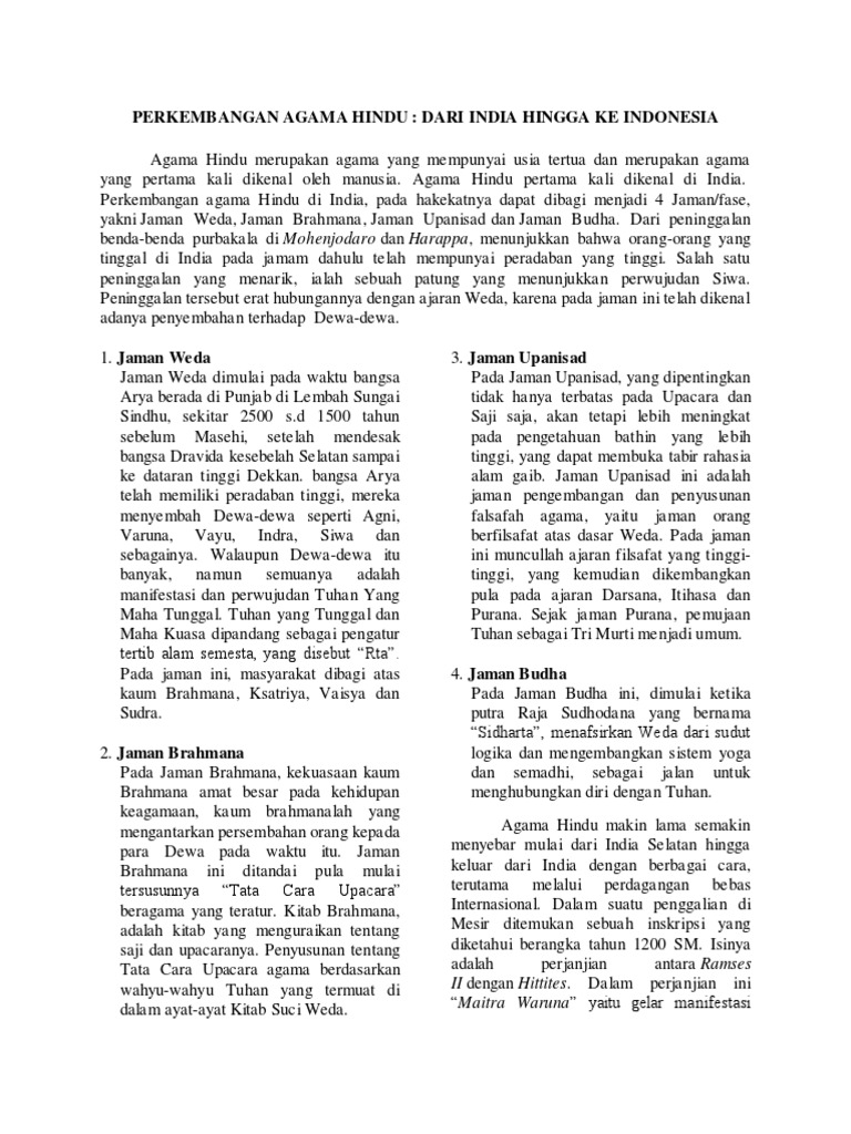 PERKEMBANGAN Agama Hindu Dari India Ke Indonesia | PDF