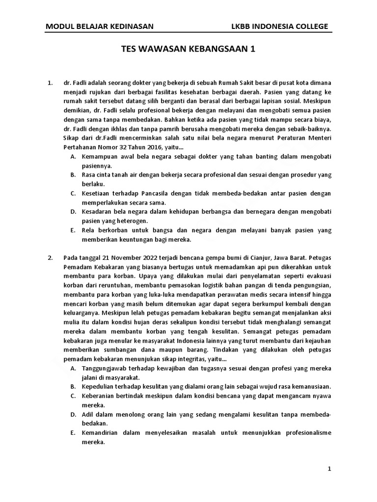 1. TWK 1 (1-12) | PDF