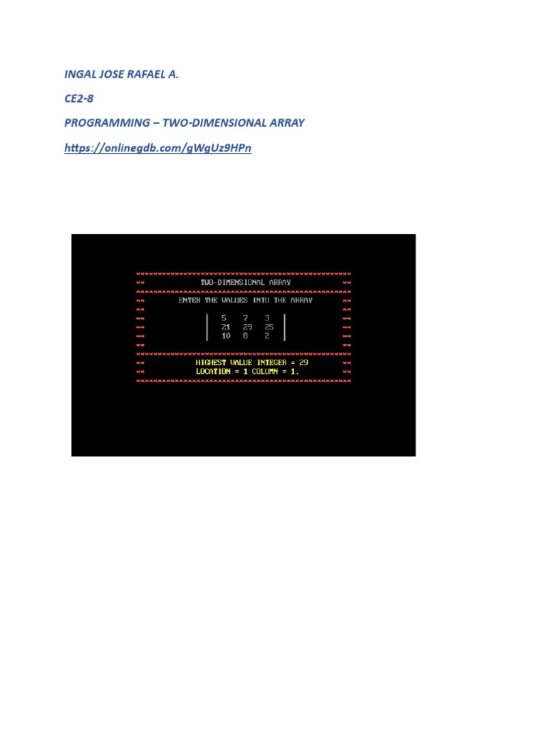 2D Array Ingal | PDF