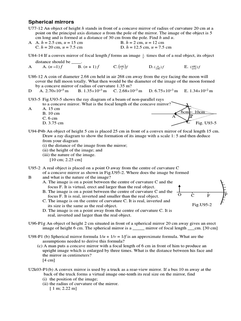 5spherical Mirrorsans | PDF | Mirror | Atomic
