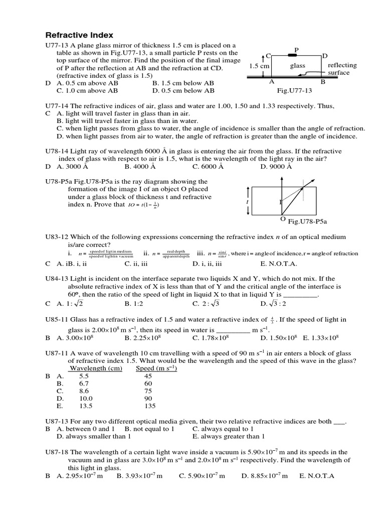 7refractive Indexans | PDF | Refraction | Refractive Index