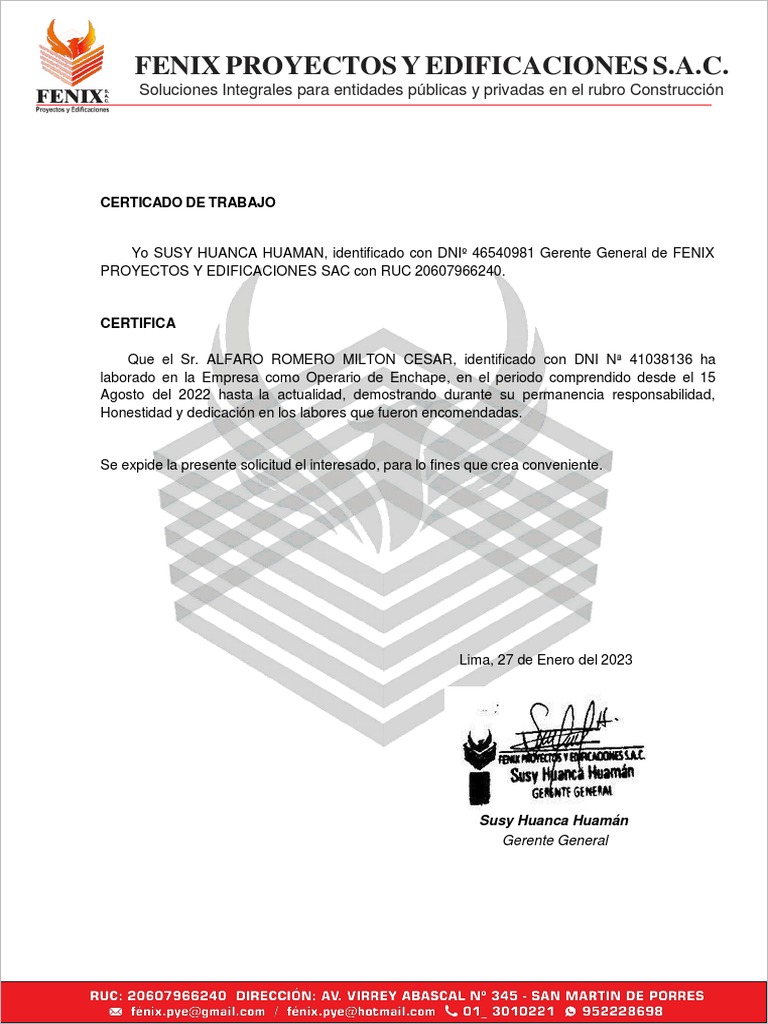 Certificado de Trabajo | PDF