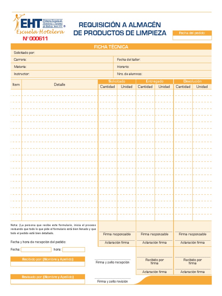 Formulario Requisición Alma de Produc Limpieza | PDF