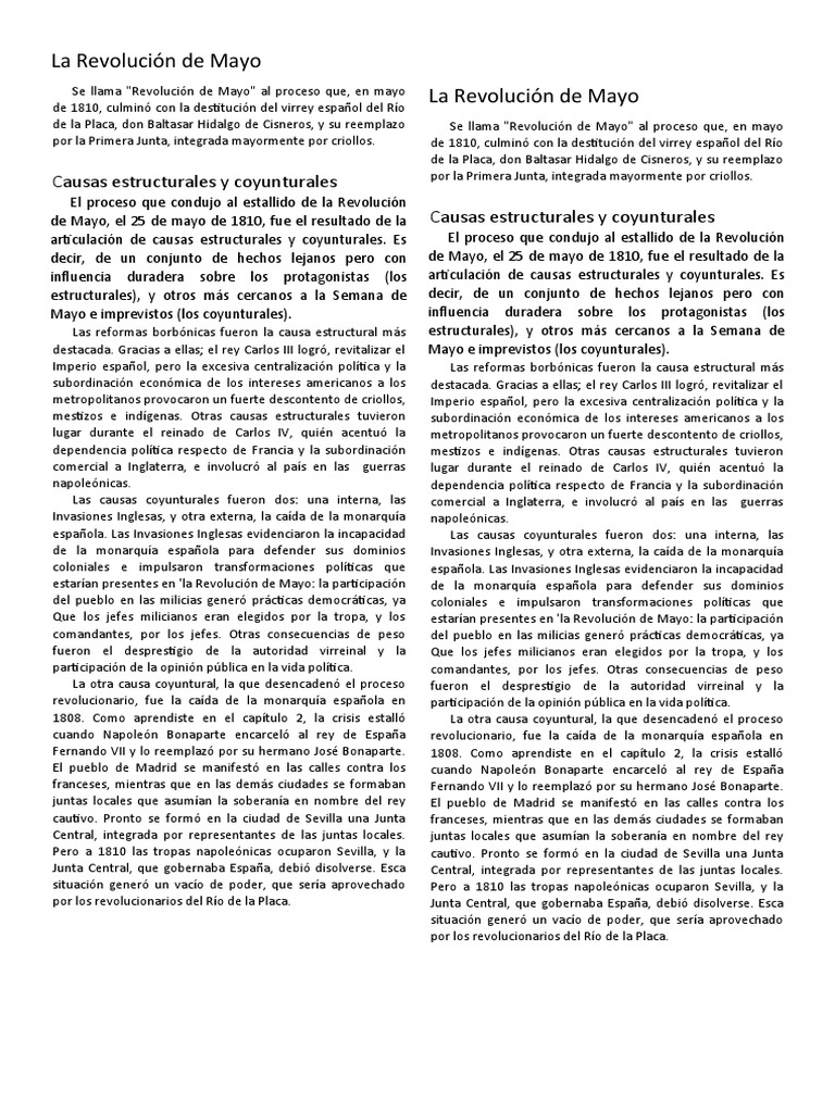Causas de La Revolución de Mayo | PDF