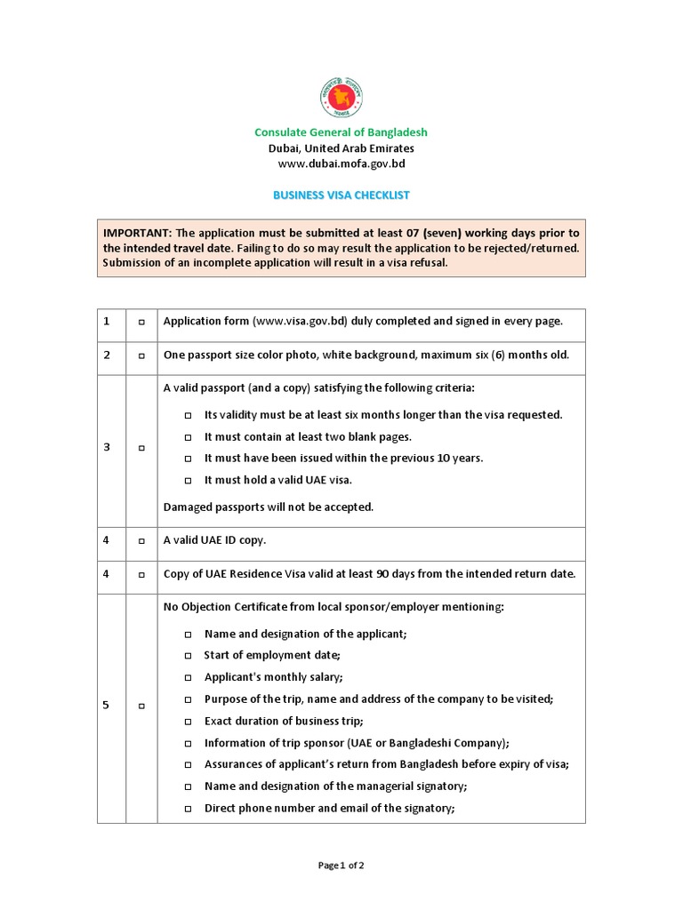 Business Visa Checklist | PDF | Travel Visa | Passport