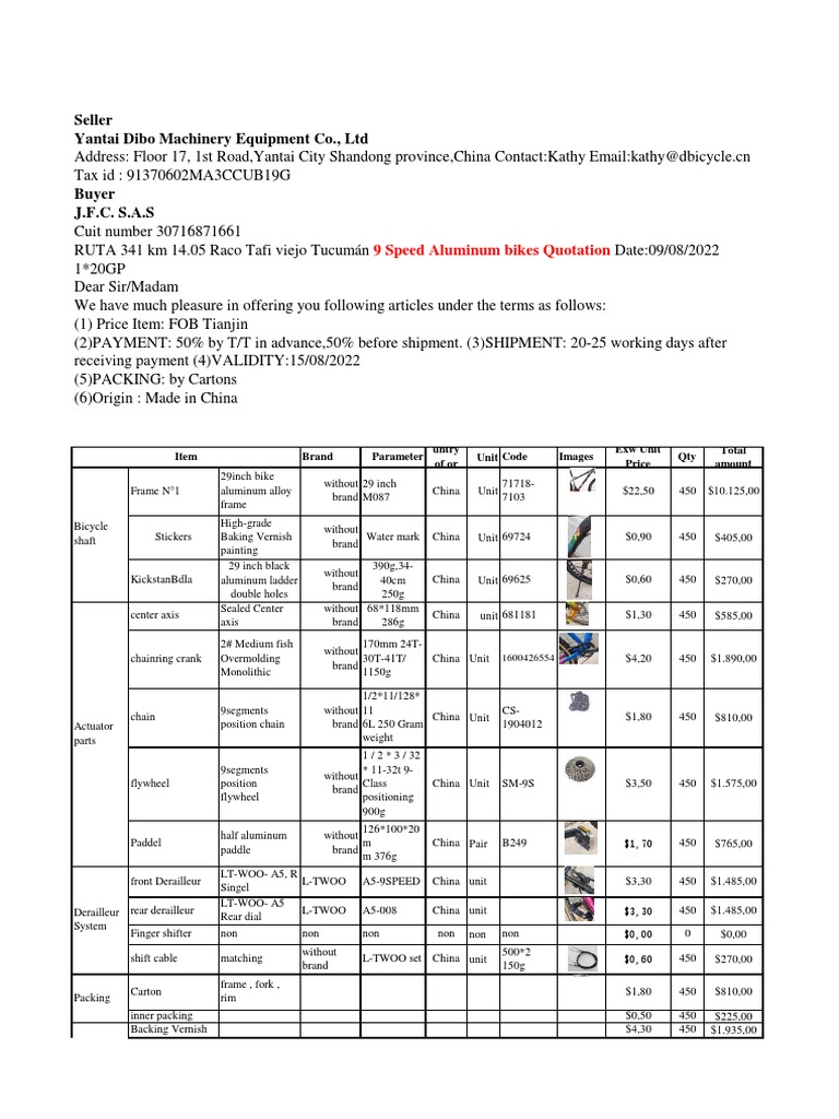 1er - Factura Proforma Contenedor 20Gp 220809 | PDF