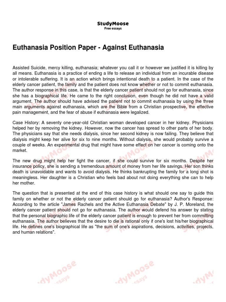 Arguments Against Euthanasia | PDF | Pain | Pain Management