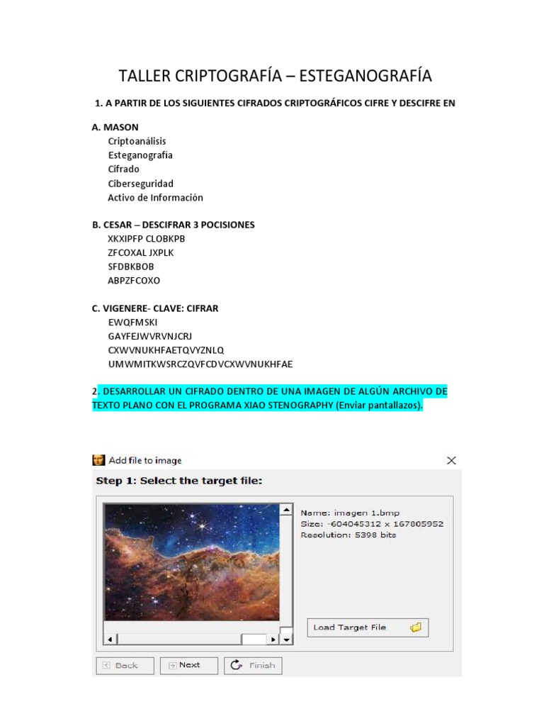 Taller Criptografia - Esteganografia Puntos 2 y 3 | PDF