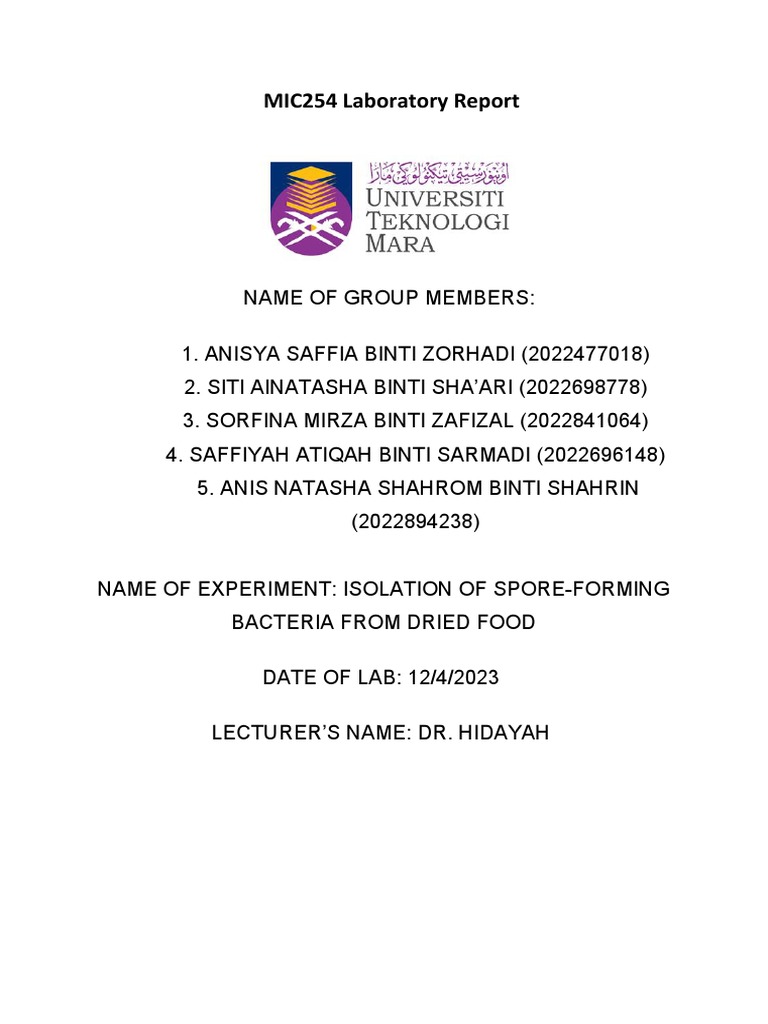 Lab Report Mic254 | PDF | Staining | Bacteria