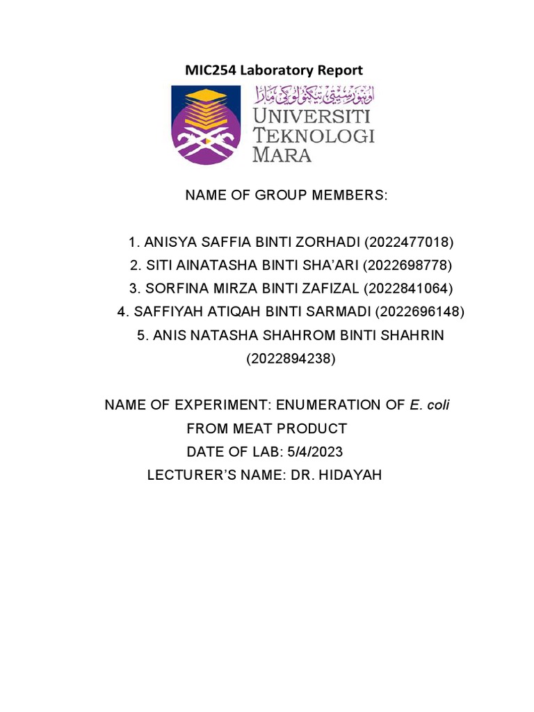 Enumerating E. coli from Meat Products: A Microbiology Laboratory ...