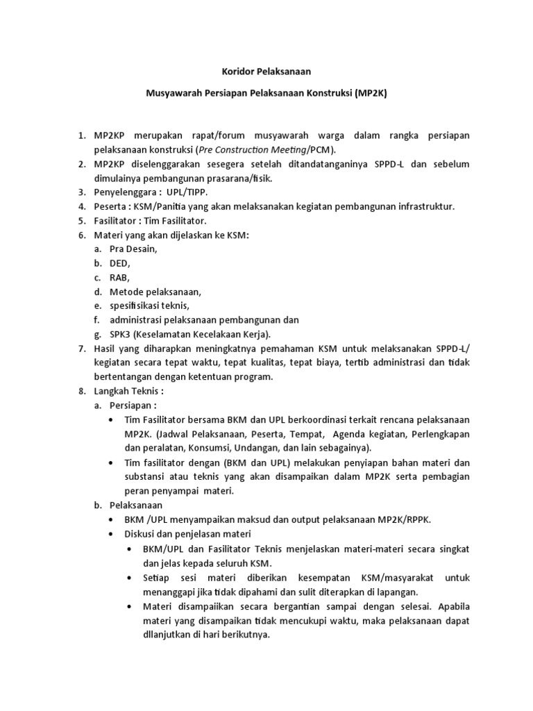 Bahan Bacaan Koridor Pelaksanaan MP2K | PDF | Seni