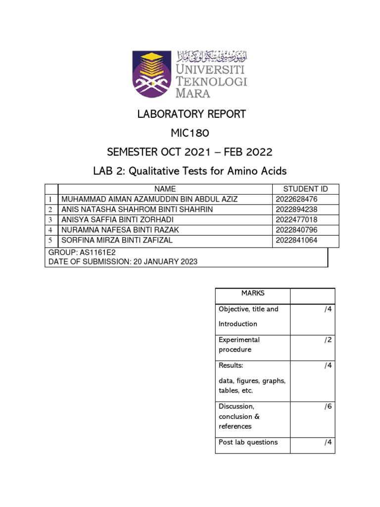 Lab Mic 2 | Download Free PDF | Amino Acid | Cysteine