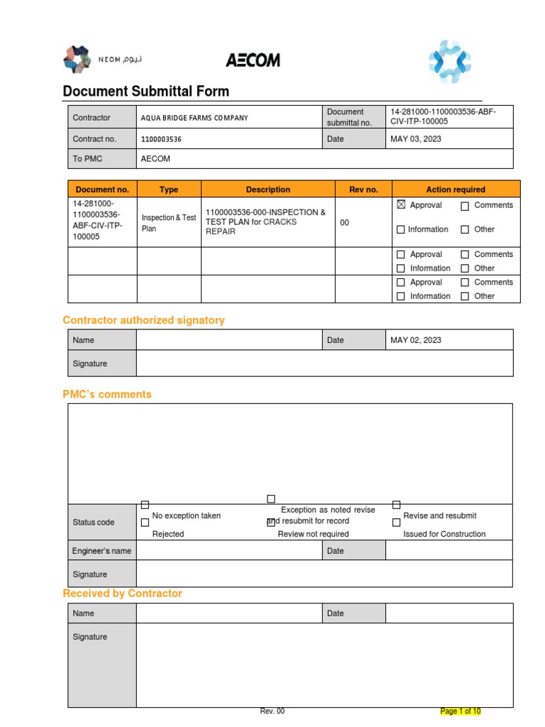 Inspection & Test Plan for Cracks Repair | PDF