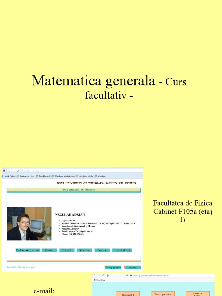 Matematica Generala - Curs1 Neculae | PDF