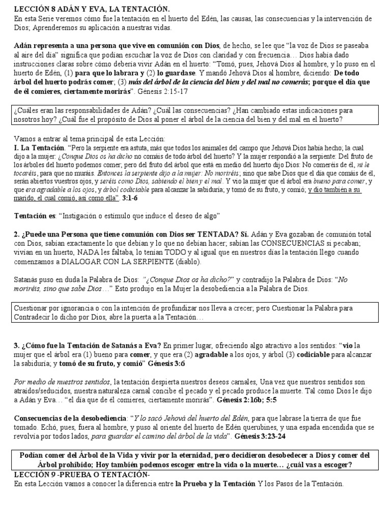 La Tentación en el Edén | PDF | Adán y Eva | Satán