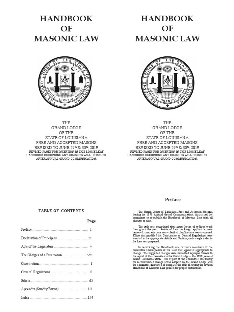 Louisiana Masonic Law Handbook | PDF