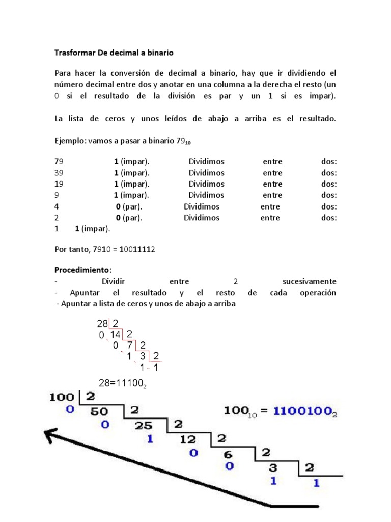 Trasformar de Decimal A Binario y Viceversa | PDF
