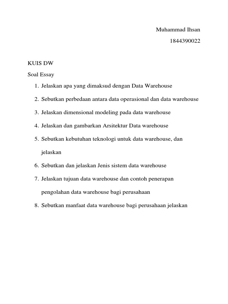 Kuis Data Warehouse | PDF