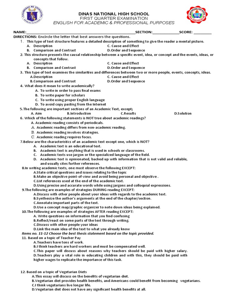 Eapp 1ST Q | PDF | Causality | Concept