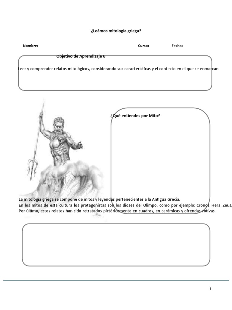 Guía Comprensión Lectora N°2 - El Mito | PDF