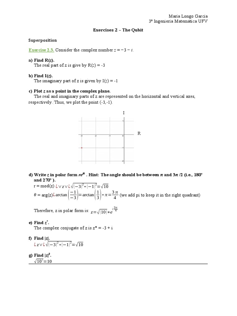 Exercise 2 - The Qubit - v1.0 | PDF | Complex Number | Mathematical Objects