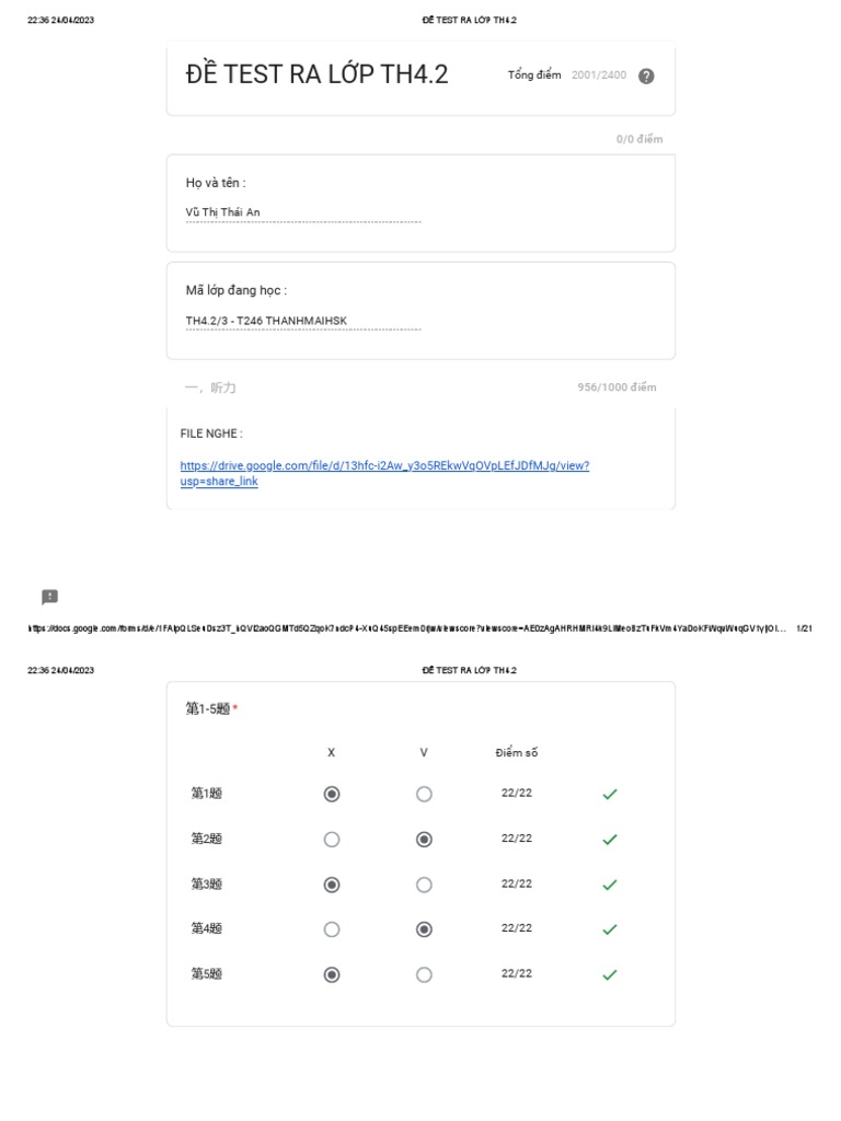 ĐỀ TEST RA LỚP TH4.2 | PDF