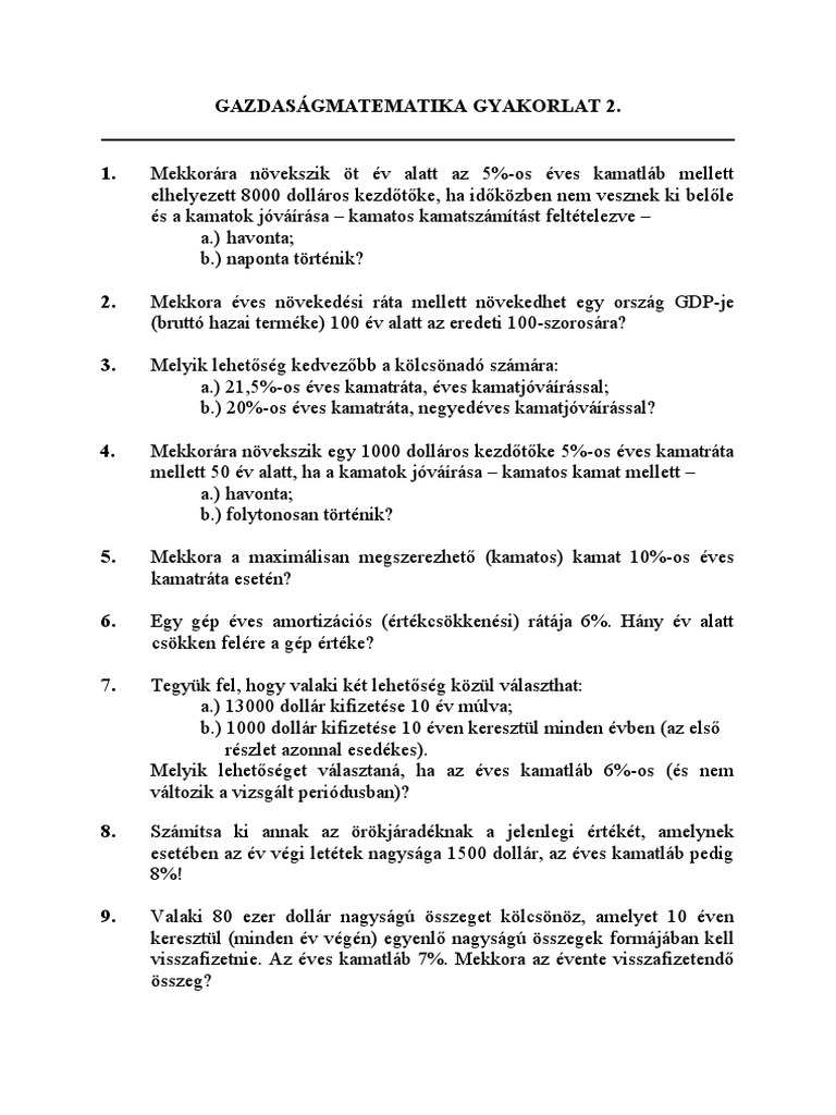 Gazdmat Gyak 2 | PDF