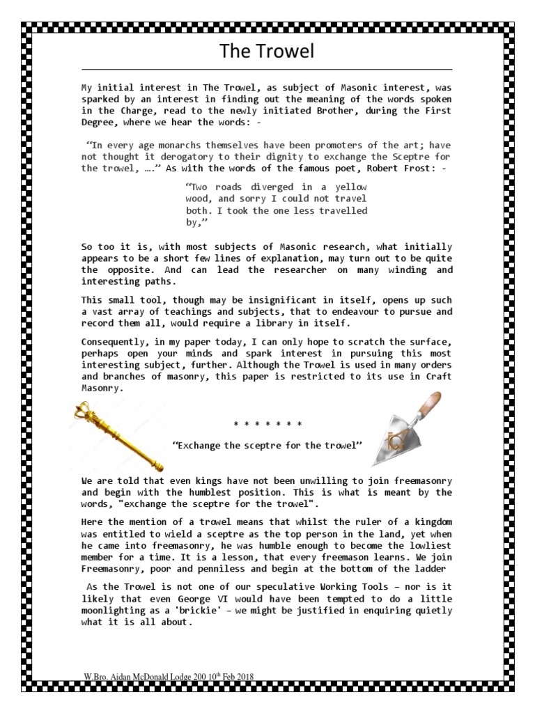 The Masonic Trowel | PDF | Travel | History