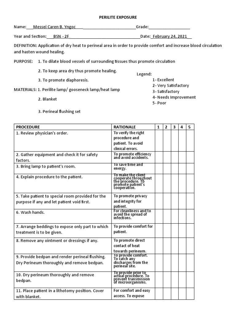 Perilite and Sitz Bath Procedures Guide | PDF