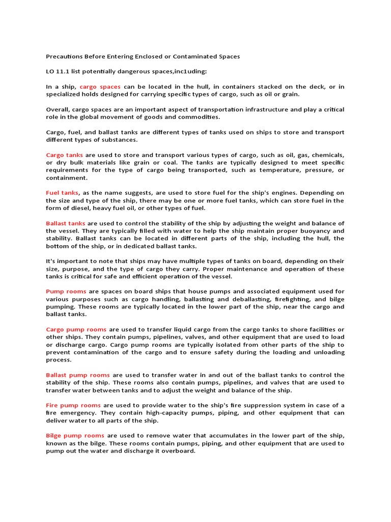 Precautions Before Entering Enclosed or Contaminated Spaces Enloce ...