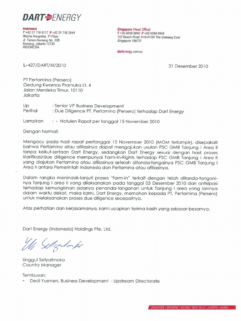 L427-Tanjung 2 - Letter To Pertamina To Proceed Farm in Discussion ...