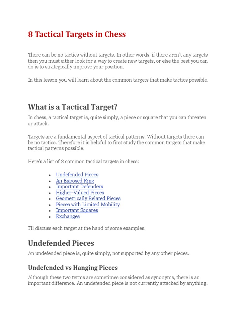 8 Tactical Targets in Chess | PDF