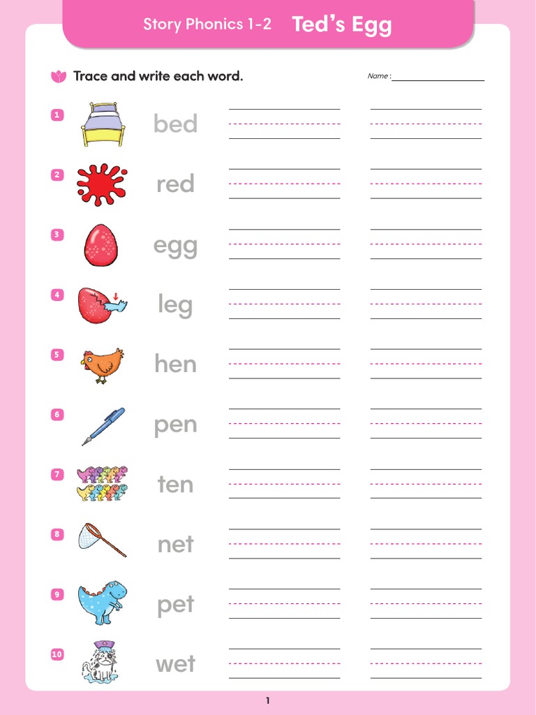 Ted s Egg Story Phonics 1 Writing Worksheets | PDF